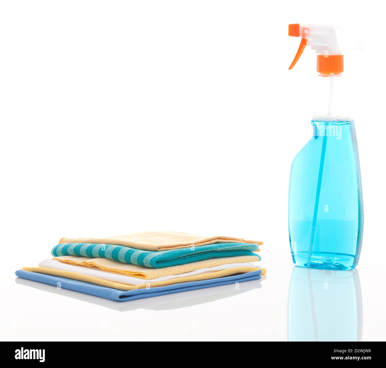 cleaning supplies on white background Stock Photo - Alamy
