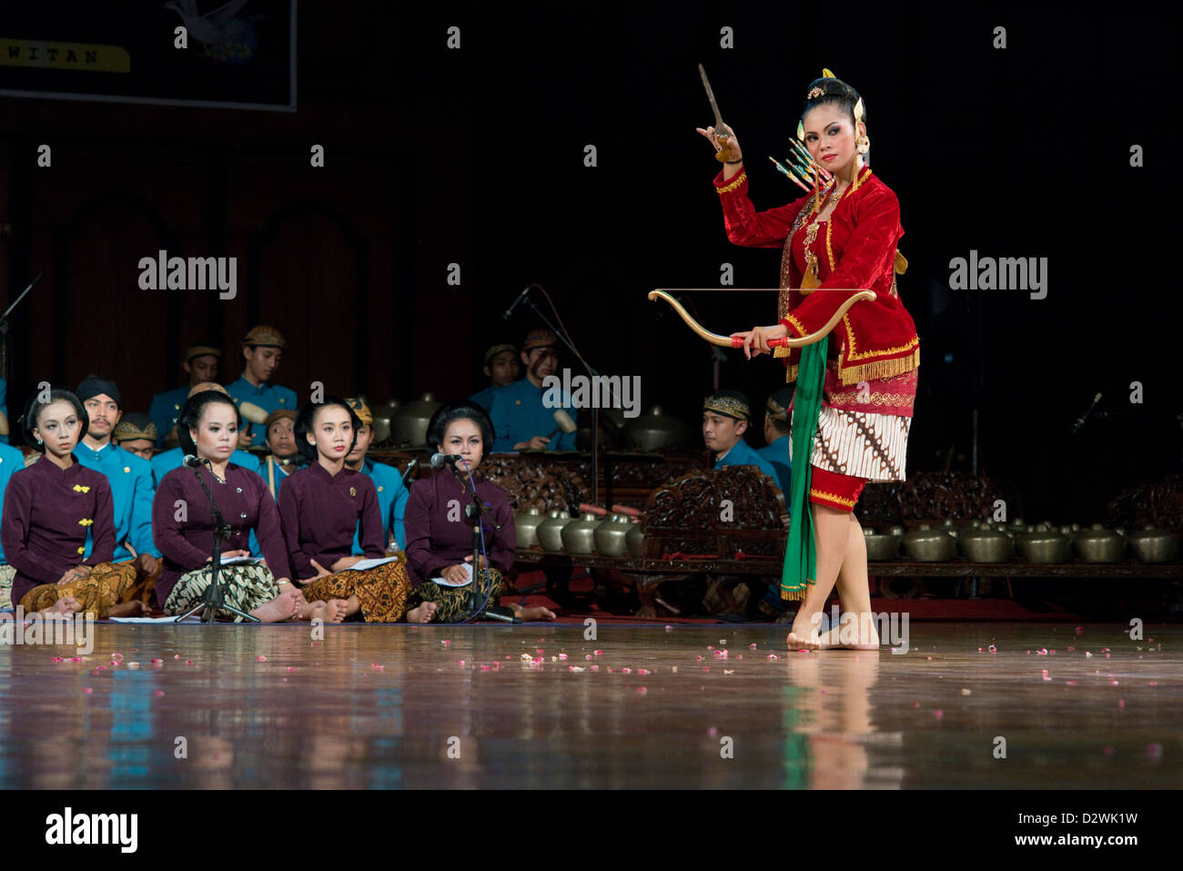 Javanese dancers perform a dance depicting scenes from the Ramayana in ...