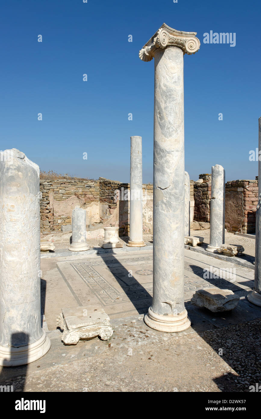 Delos . Greece. The House of the Lake central open-air atrium with ...