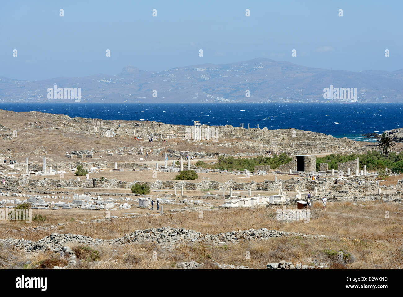 Delos . Greece. General view of the archaeological site of Delos from ...