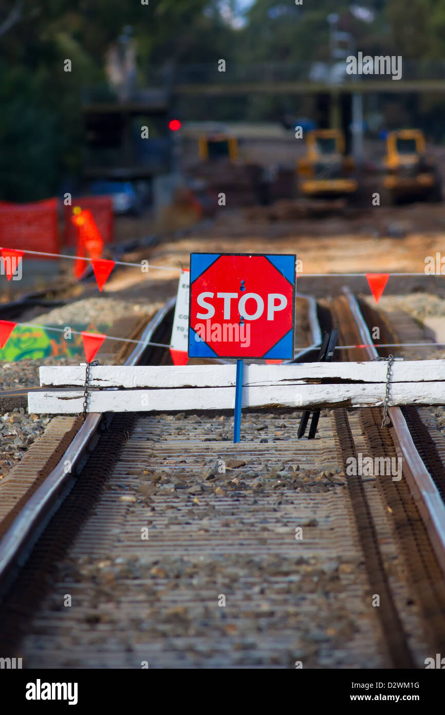 Construction work on the Noarlunga train line in the South Australian ...
