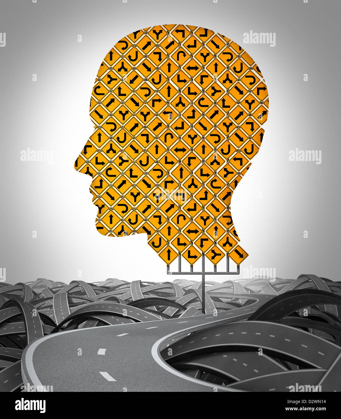 Human Direction with a huge sign made with a group of traffic signage ...