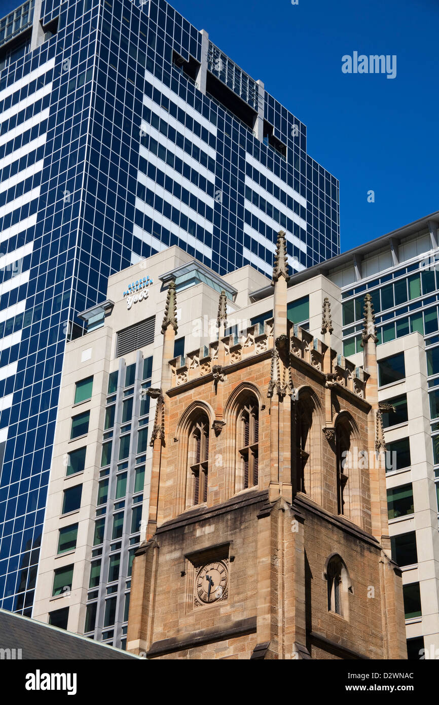 St Philip's Church tower contrasts against modern office buildings ...