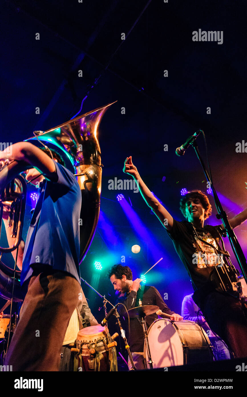 Tel Aviv, Israel. Members of Israeli Brass band "Marsh Dondurma ...
