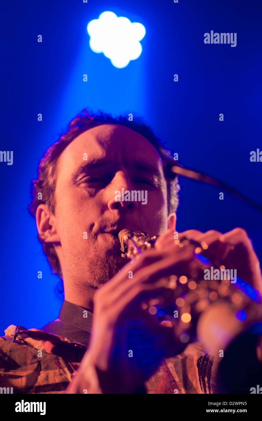 Tel Aviv, Israel. Saxsophon player Yaakov Gorenstein from Israeli Brass ...