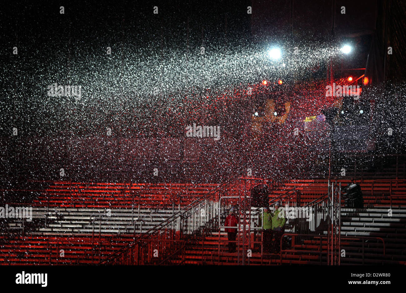 Snowflakes are illuminated during the rehearsal of the opening ceremony ...