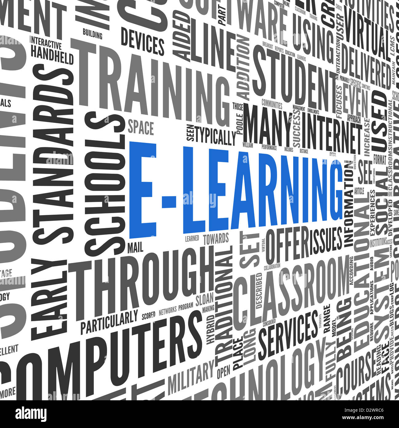 E-learning concept in word tag cloud on white Stock Photo - Alamy