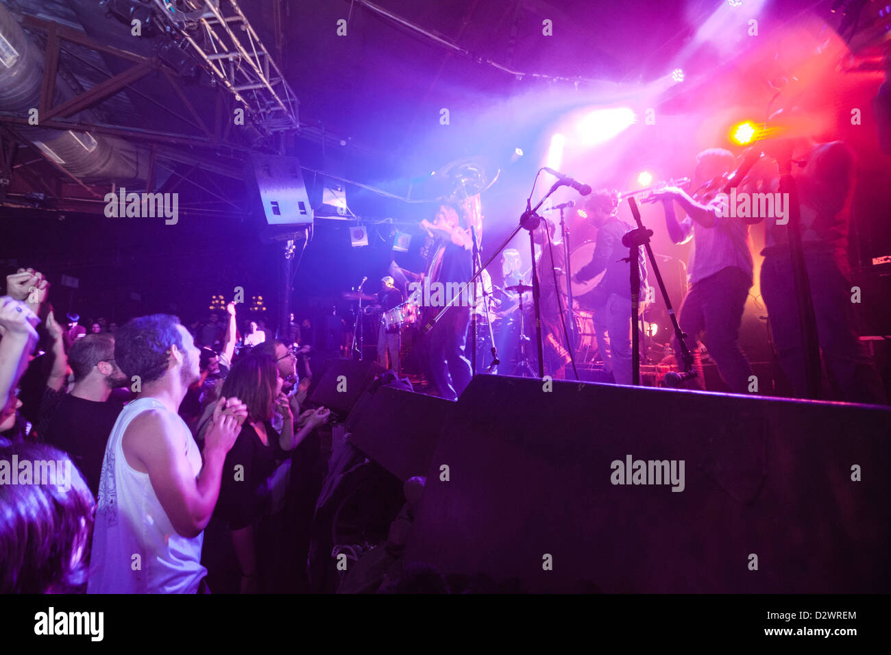 Tel Aviv, Israel. People at a nightclub dance as a band performs Stock ...