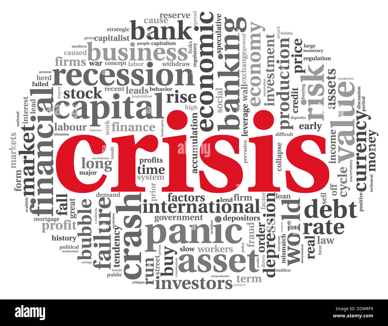 Crisis concept in info-test grapthics on white background Stock Photo ...
