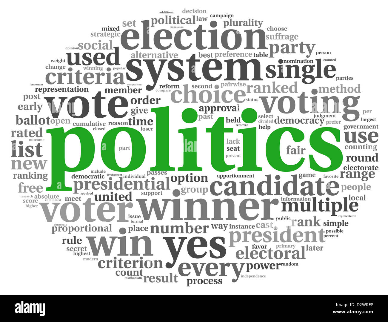 Politics and election concept in word tag cloud on white background ...