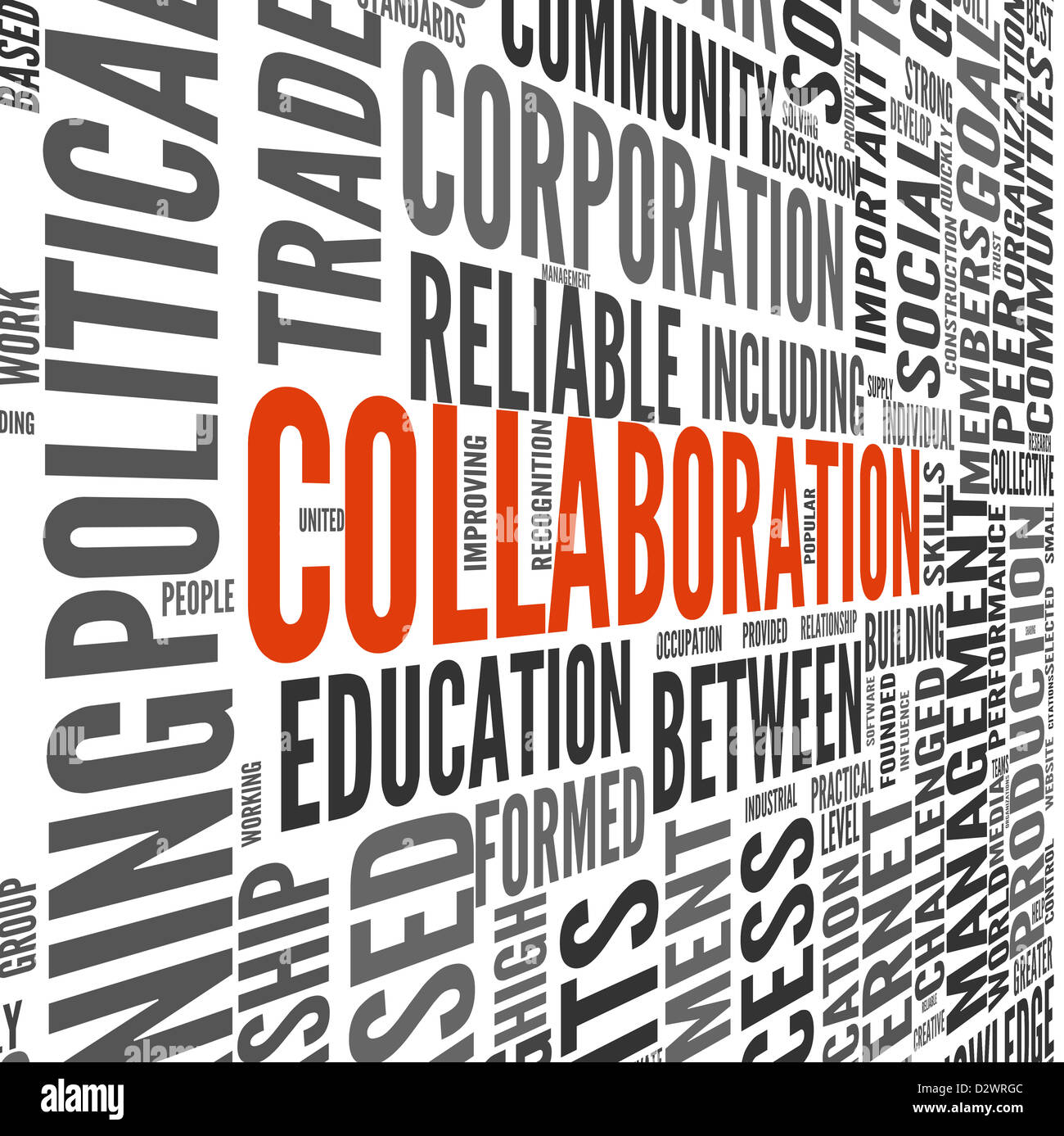 Collaboration concept in word tag cloud isolated on white background ...
