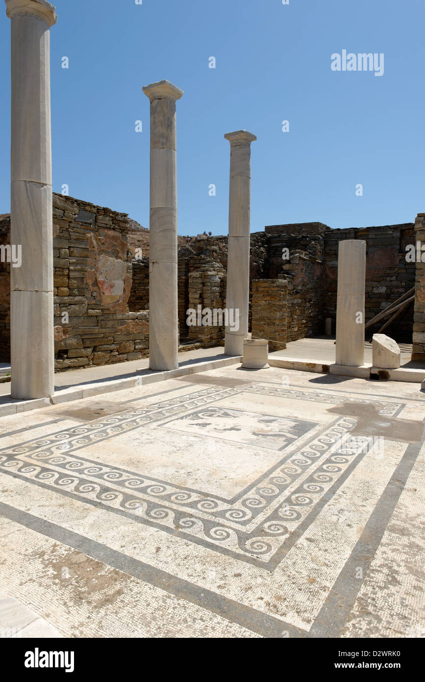 Delos. Greece. Central peristyle courtyard atrium with floor mosaic at ...