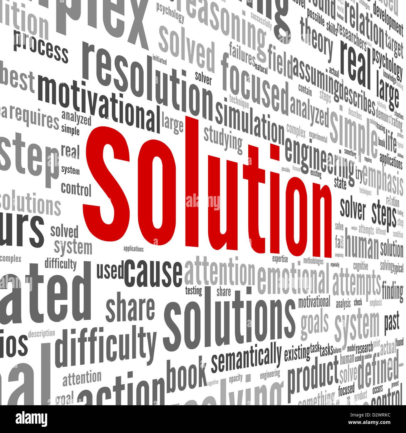 Solution concept in word tag cloud on white background Stock Photo - Alamy