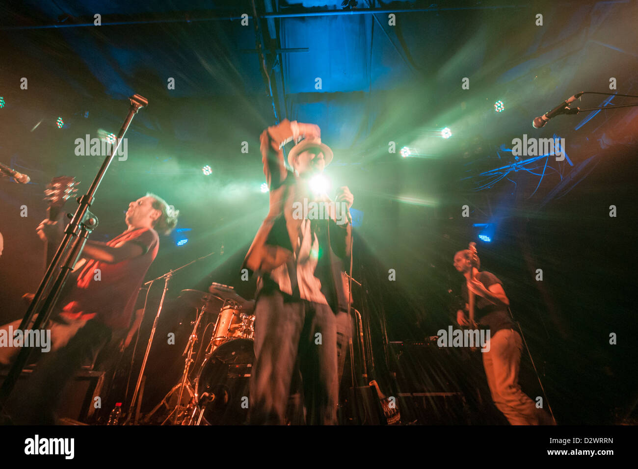 Tel Aviv, Israel. Rock-Gypsy-Ethnic-Klezmer band "Shmemel" on stage ...