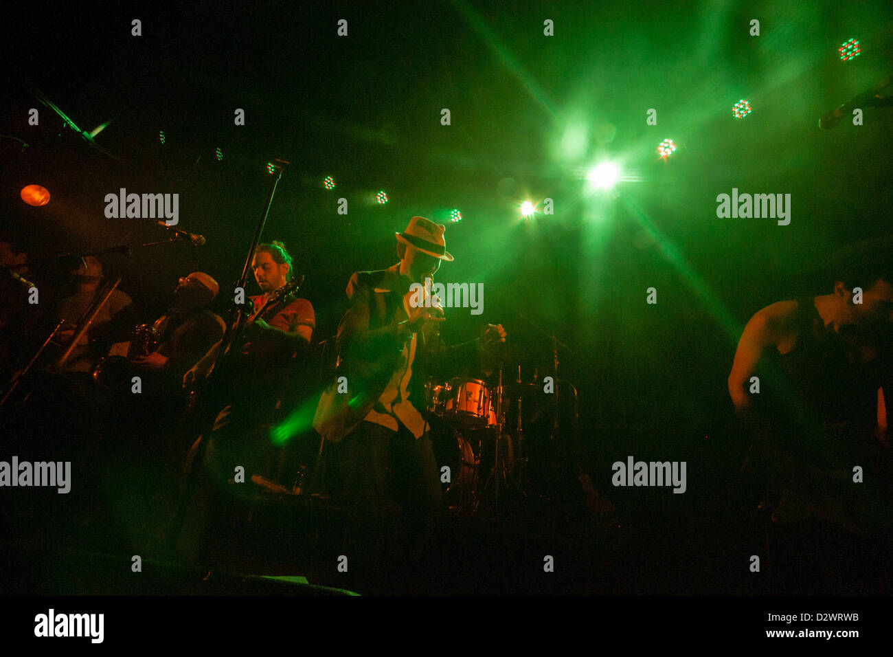 Tel Aviv, Israel. Rock-Gypsy-Ethnic-Klezmer band "Shmemel" on stage ...