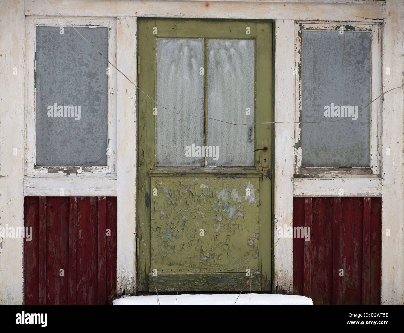 Door with windows in an old swedish wooden house Stock Photo - Alamy