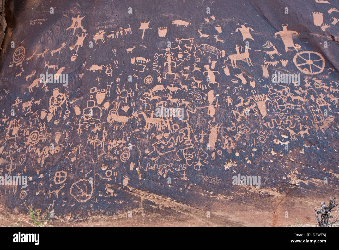 USA, Utah, Newspaper Rock State Park, petroglyphs and pictographs Stock ...
