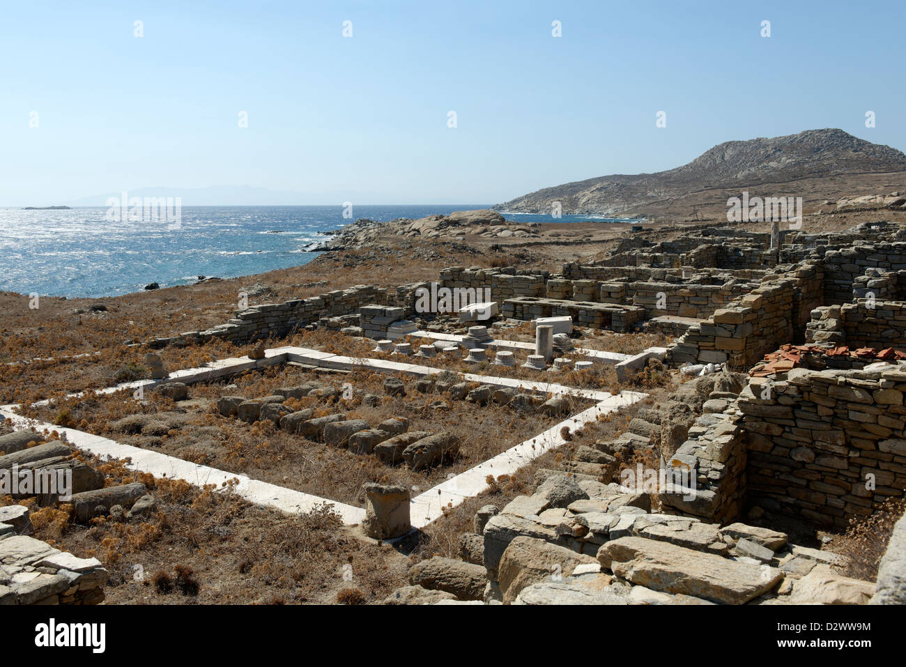 Delos. Greece. View of a large peristyle house at the stadium quarter ...