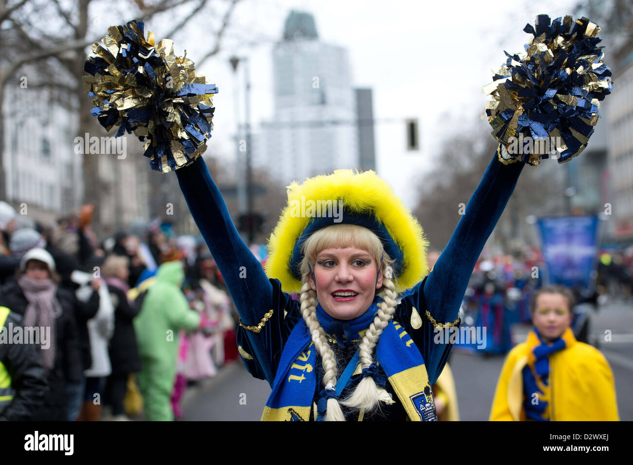 Dressed up people attend the carnival parade in Berlin, Germany, 03 ...