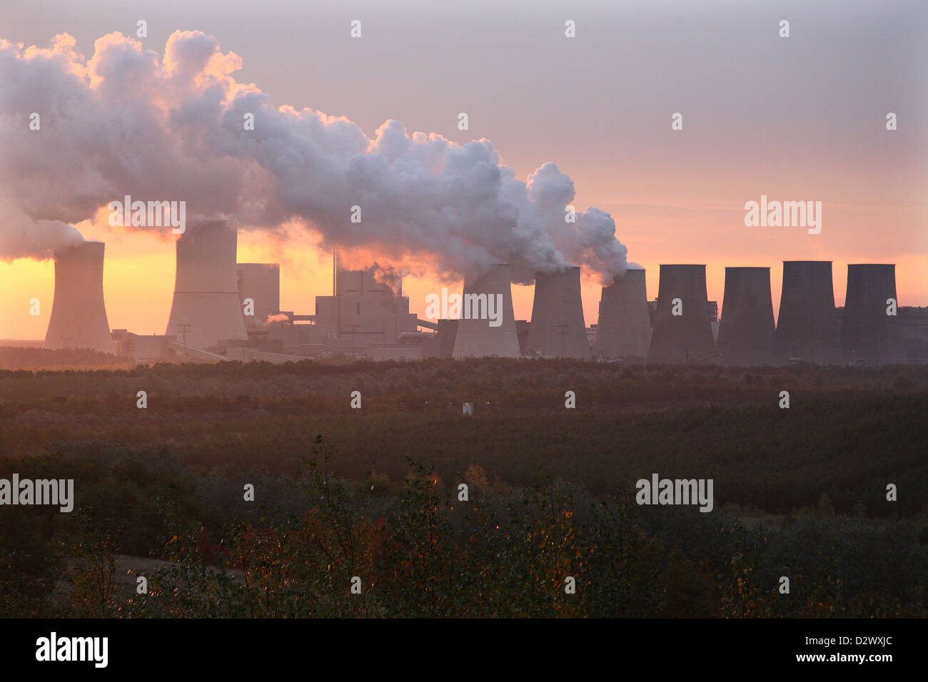 Sprey, Germany, Boxberg power plant at dusk Stock Photo - Alamy