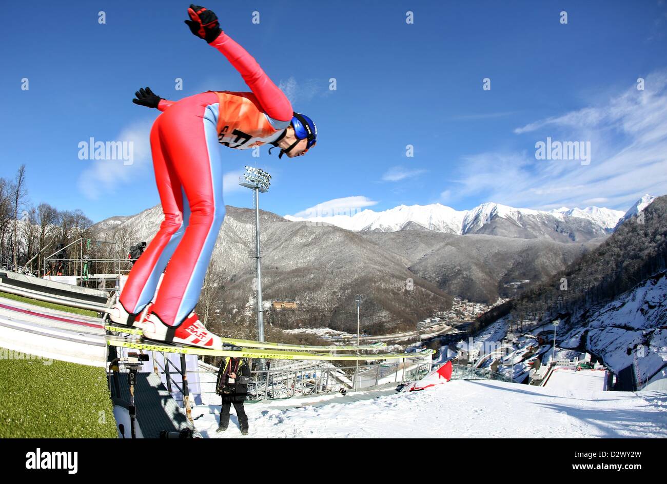 A jumper takes a jump during the FIS Nordic Combined World Cup at the ...