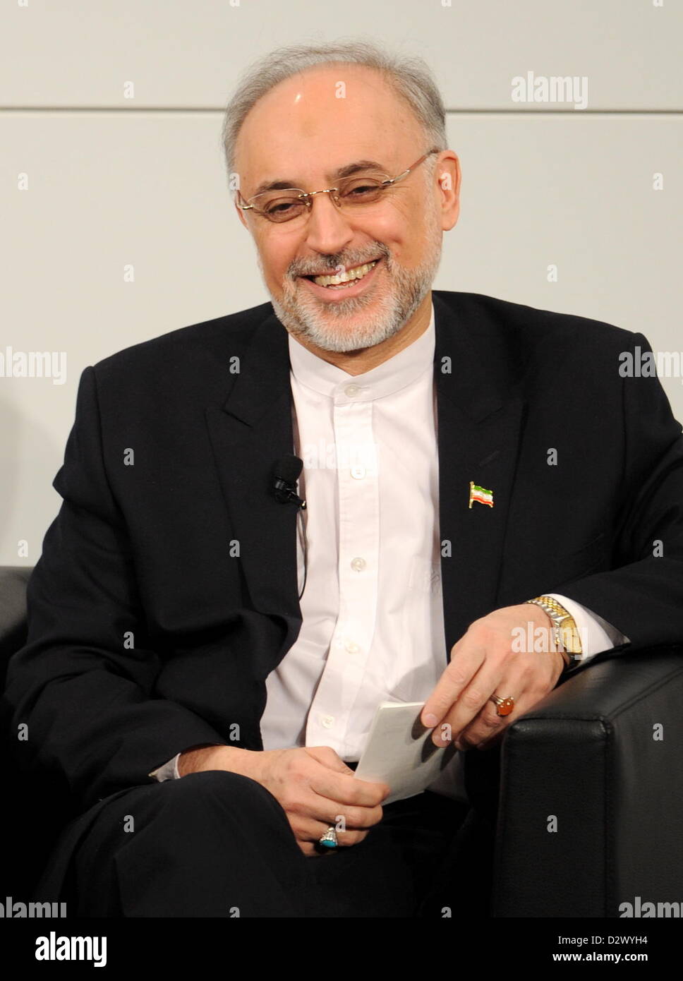Iranian Foreign Minister, Ali Akbar Salehi, speaks during a panel ...
