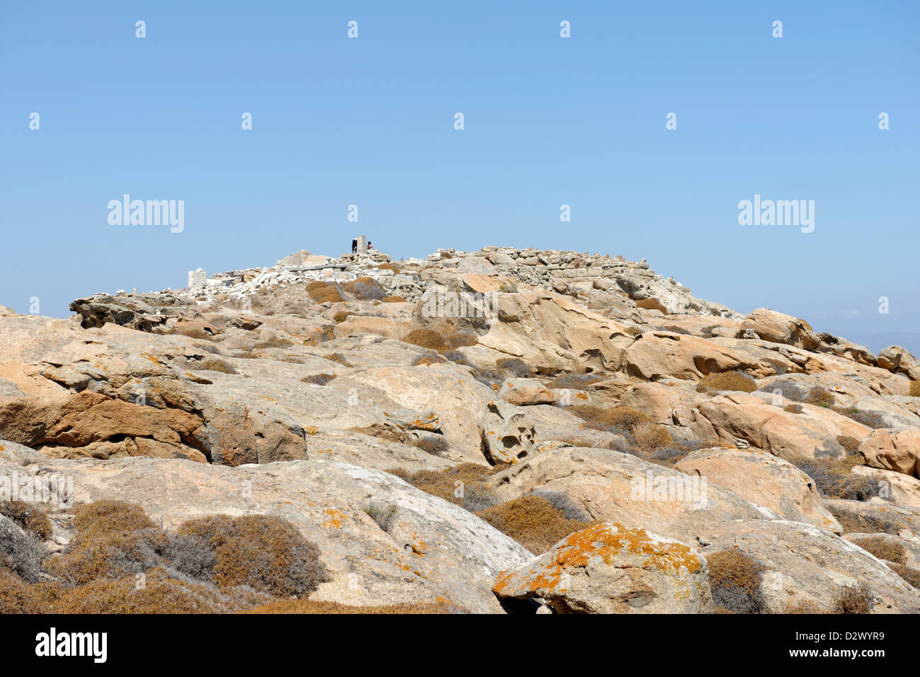 Delos. Greece. View of the summit of Mount Kynthos, the highest point ...