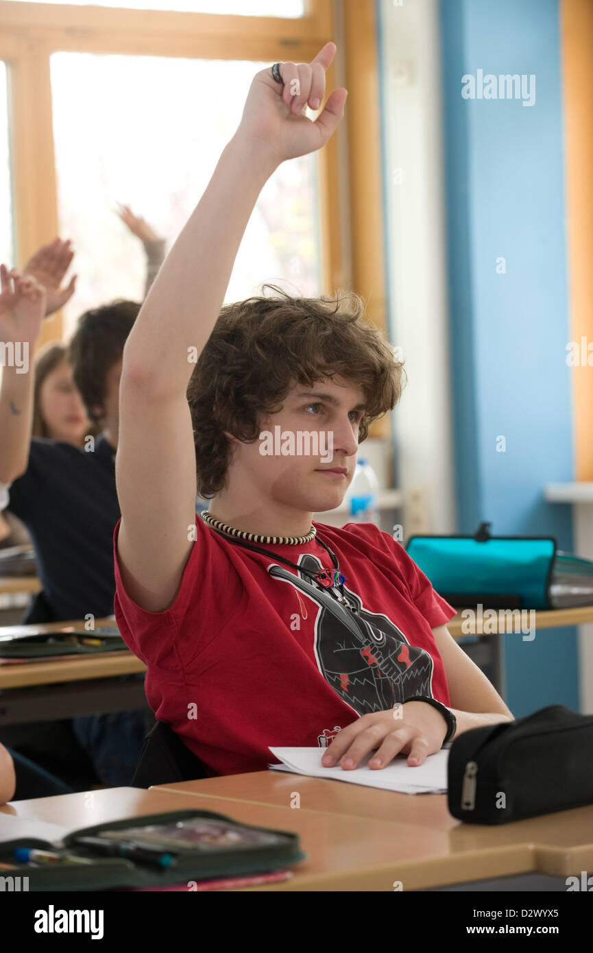 St. Georgen, Germany, students of the 8th Class in math class Stock ...