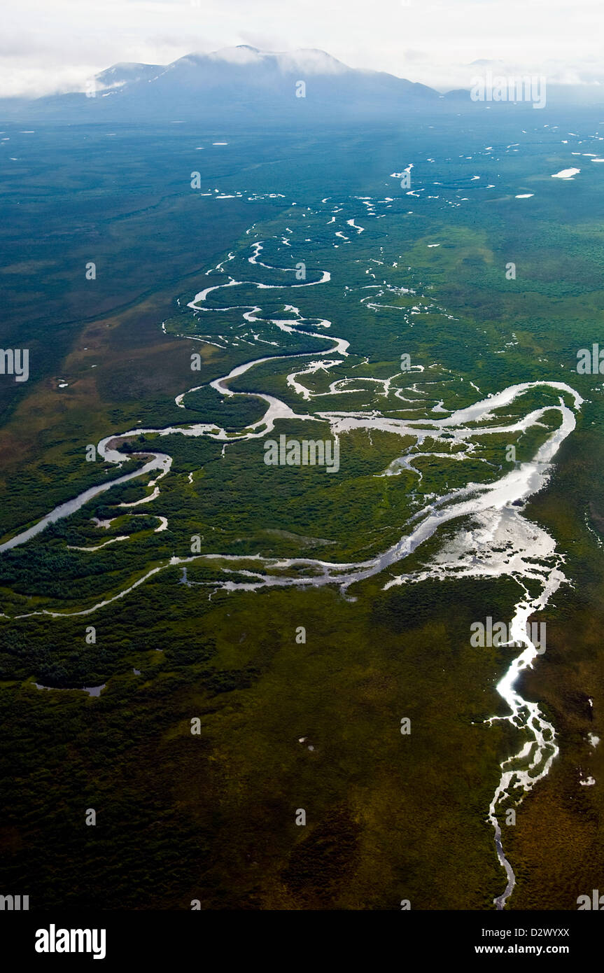 Aerial view of Alaska rivers and mountains Stock Photo - Alamy
