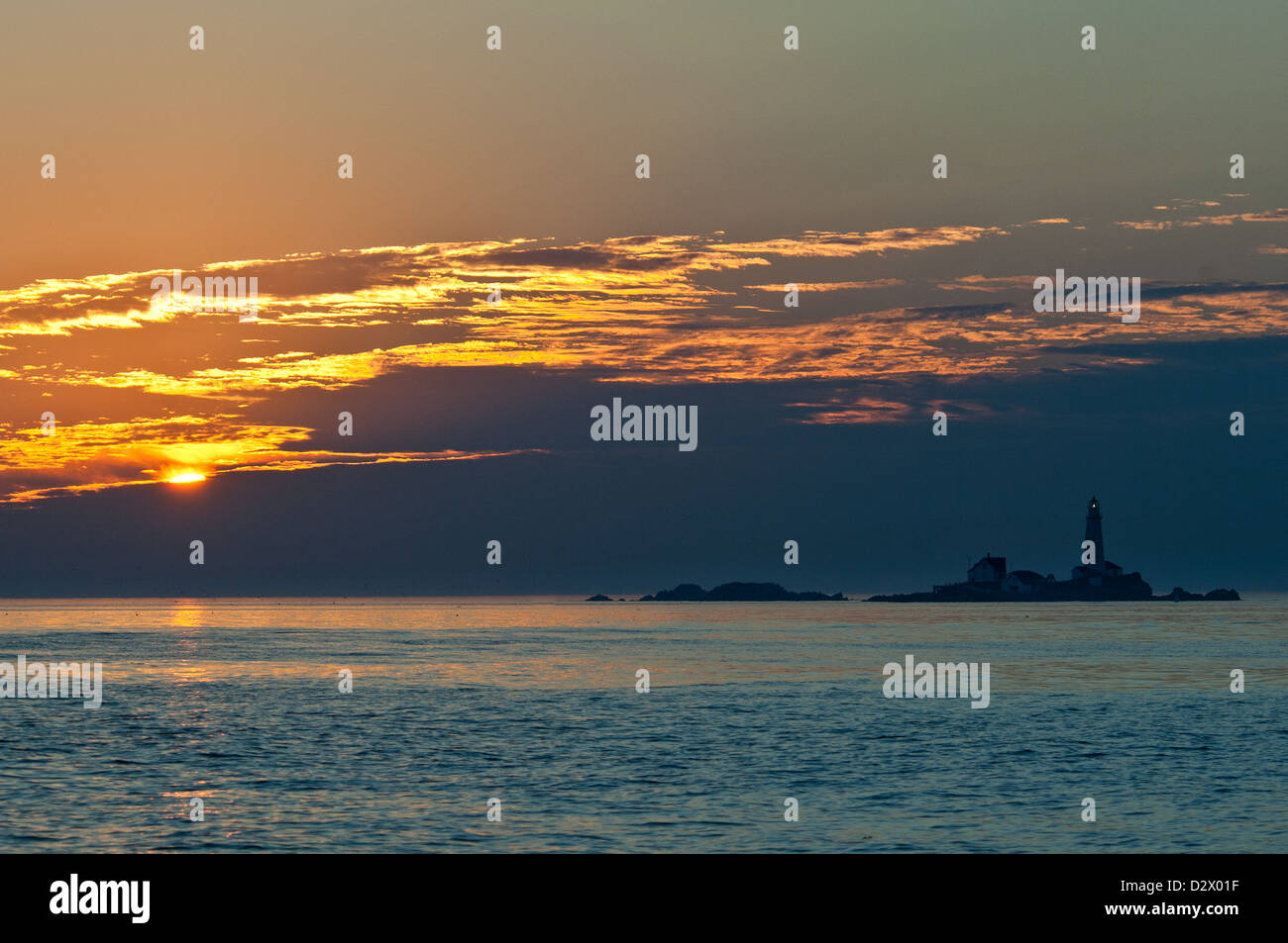 The Boston Light at sunrise Stock Photo - Alamy