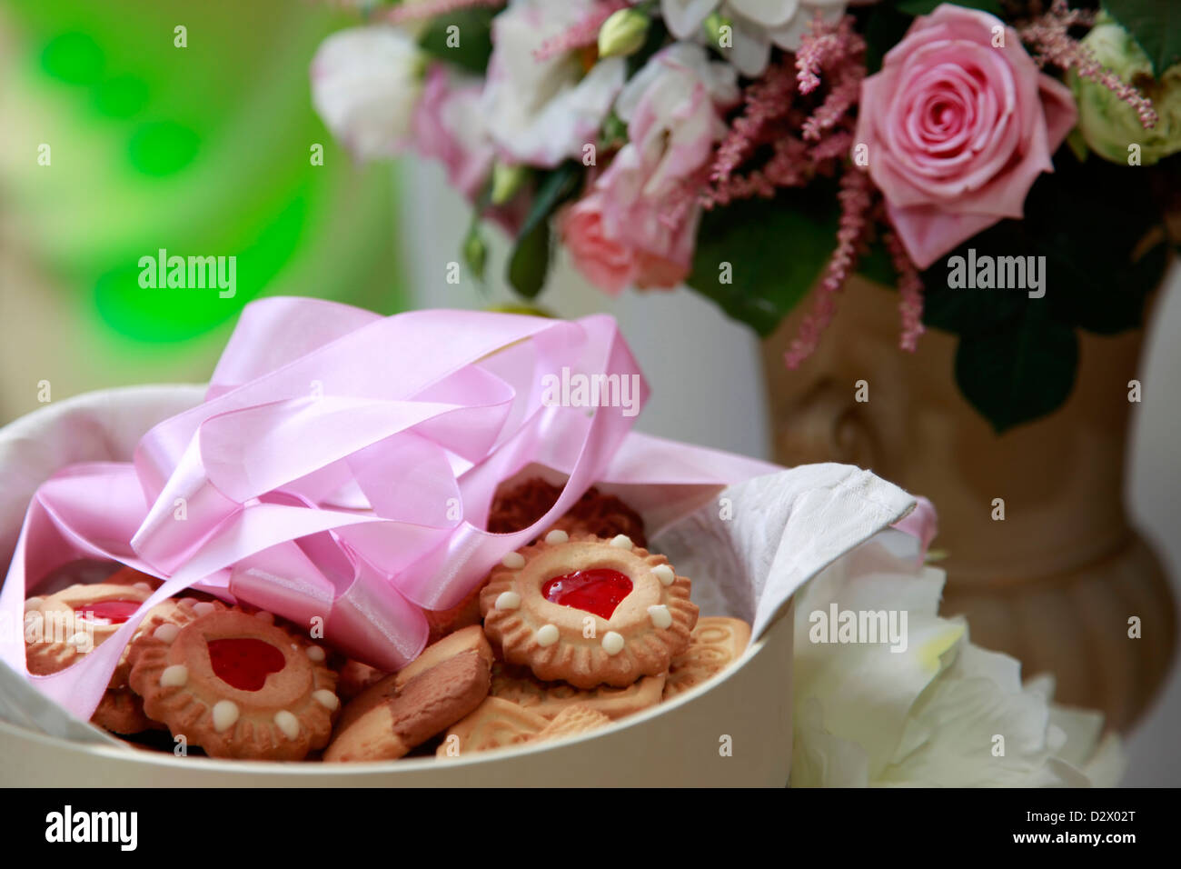 Red jam heart shaped biscuit hi-res stock photography and images - Alamy