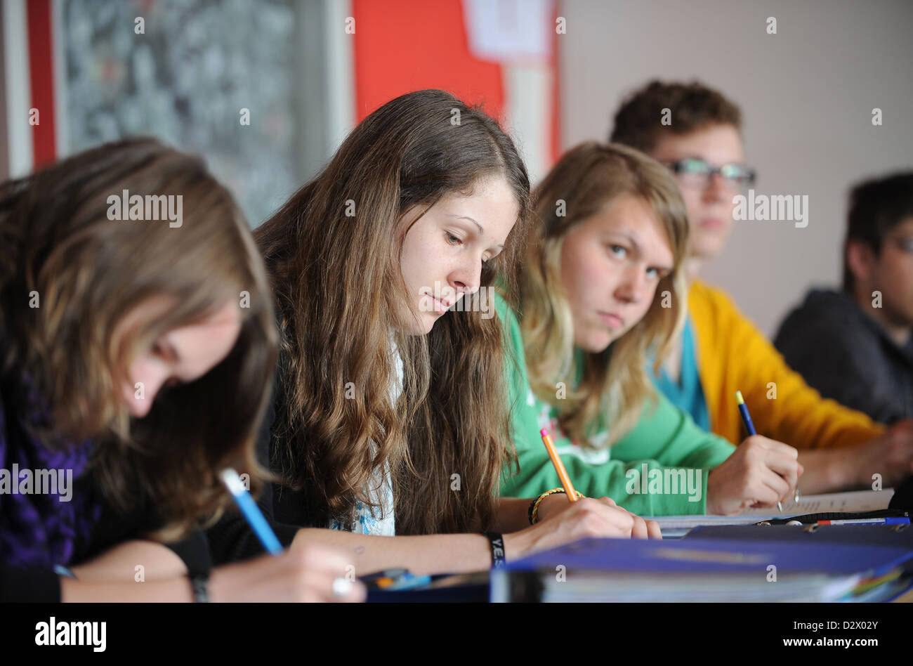 St. Georgen, Germany, the 11 students Class in Franzoesischunterricht ...
