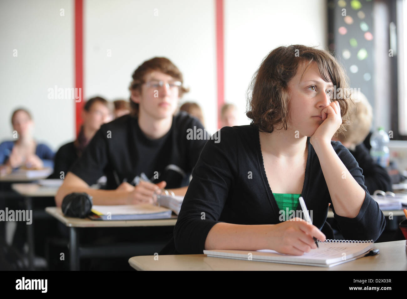 St. Georgen, Germany, the 11 students Class in Franzoesischunterricht ...