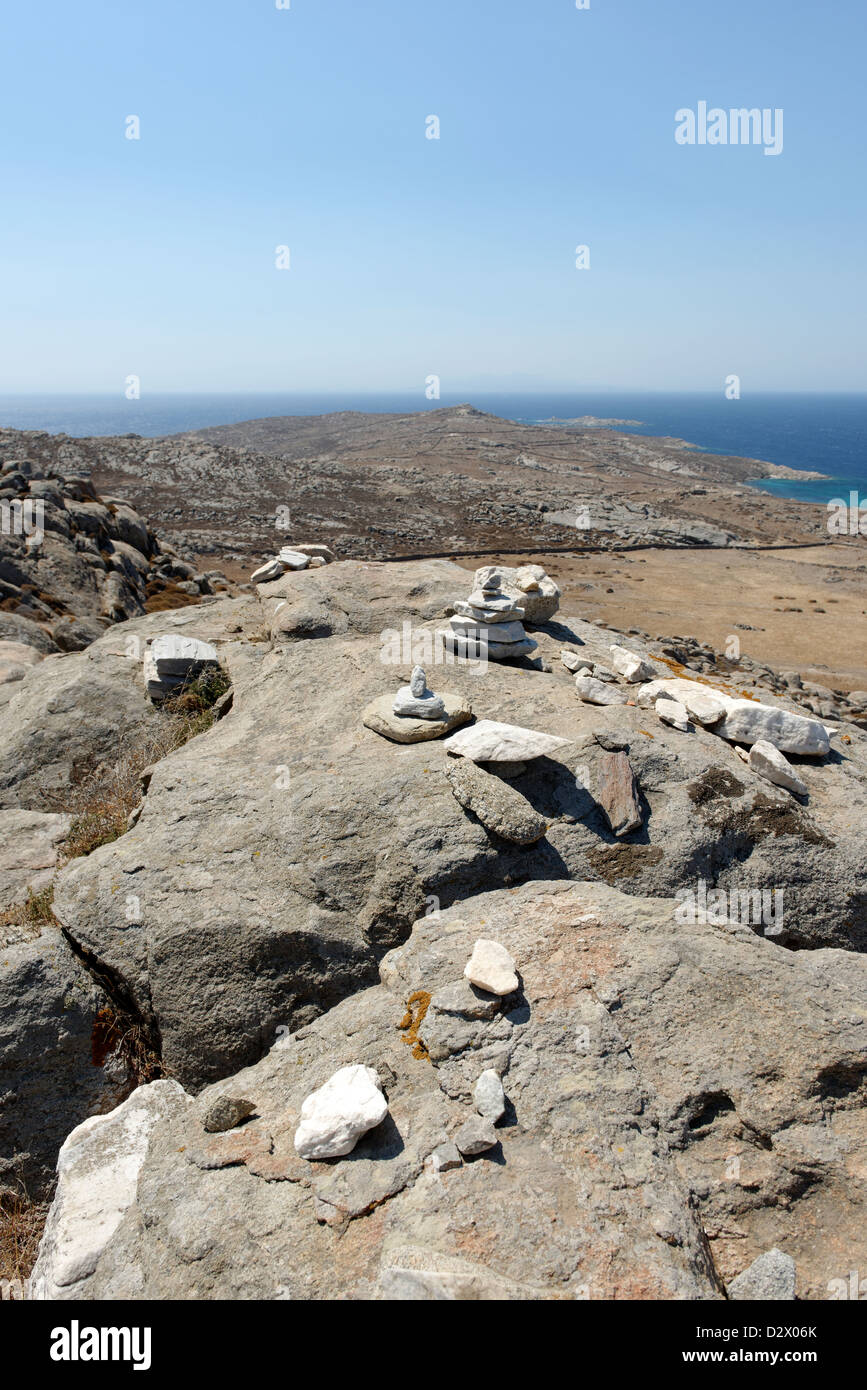 Delos. Greece. View of the summit of Mount Kynthos, the highest point ...