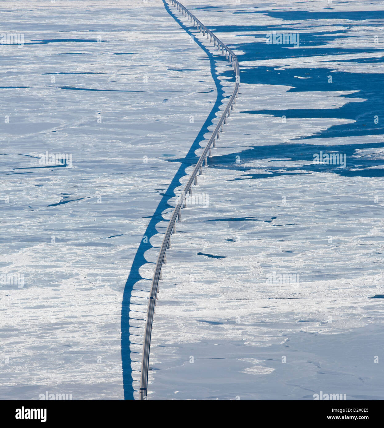 Aerial view of The Confederation Bridge and pack ice Stock Photo - Alamy