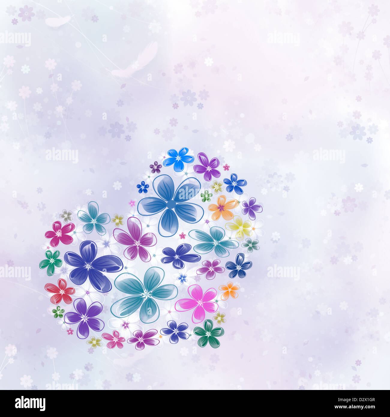Heart from flowers on a violet background Stock Photo - Alamy