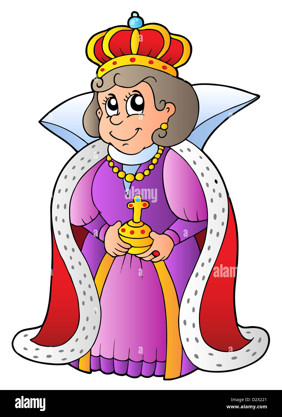 Happy queen on white background - isolated illustration Stock Photo - Alamy