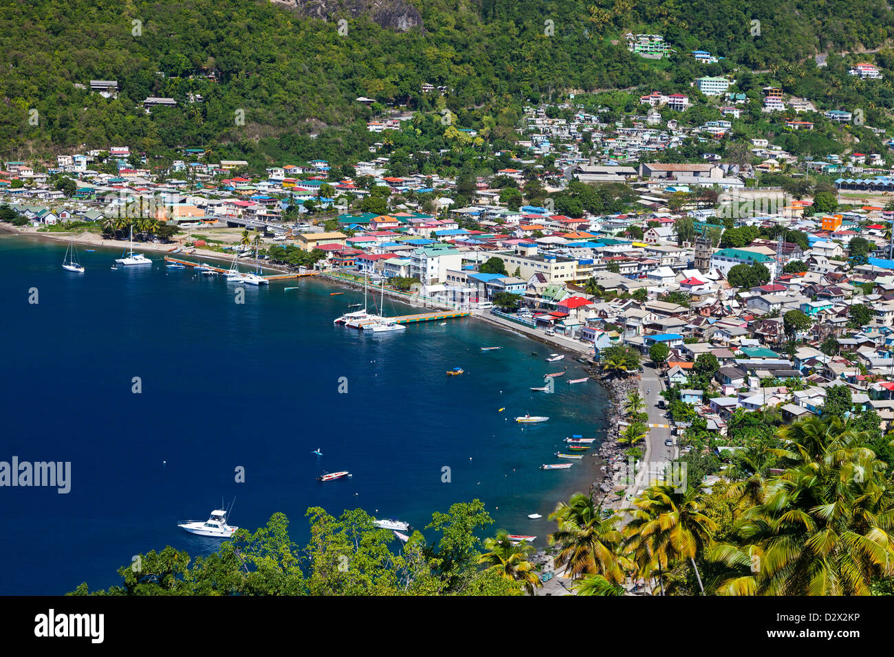 La Soufriere town and bay, St Lucia Stock Photo - Alamy