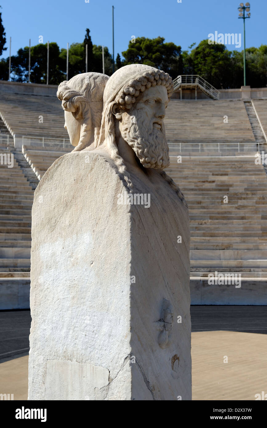 Panathenaic stadium Athens Greece. One of the two sided distinctive ...