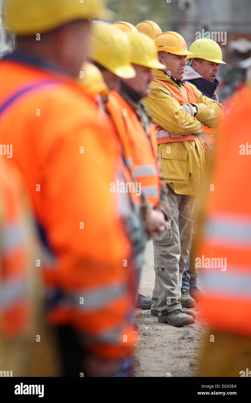 Berlin, Germany, during a construction worker Baustellenbsichtigung ...