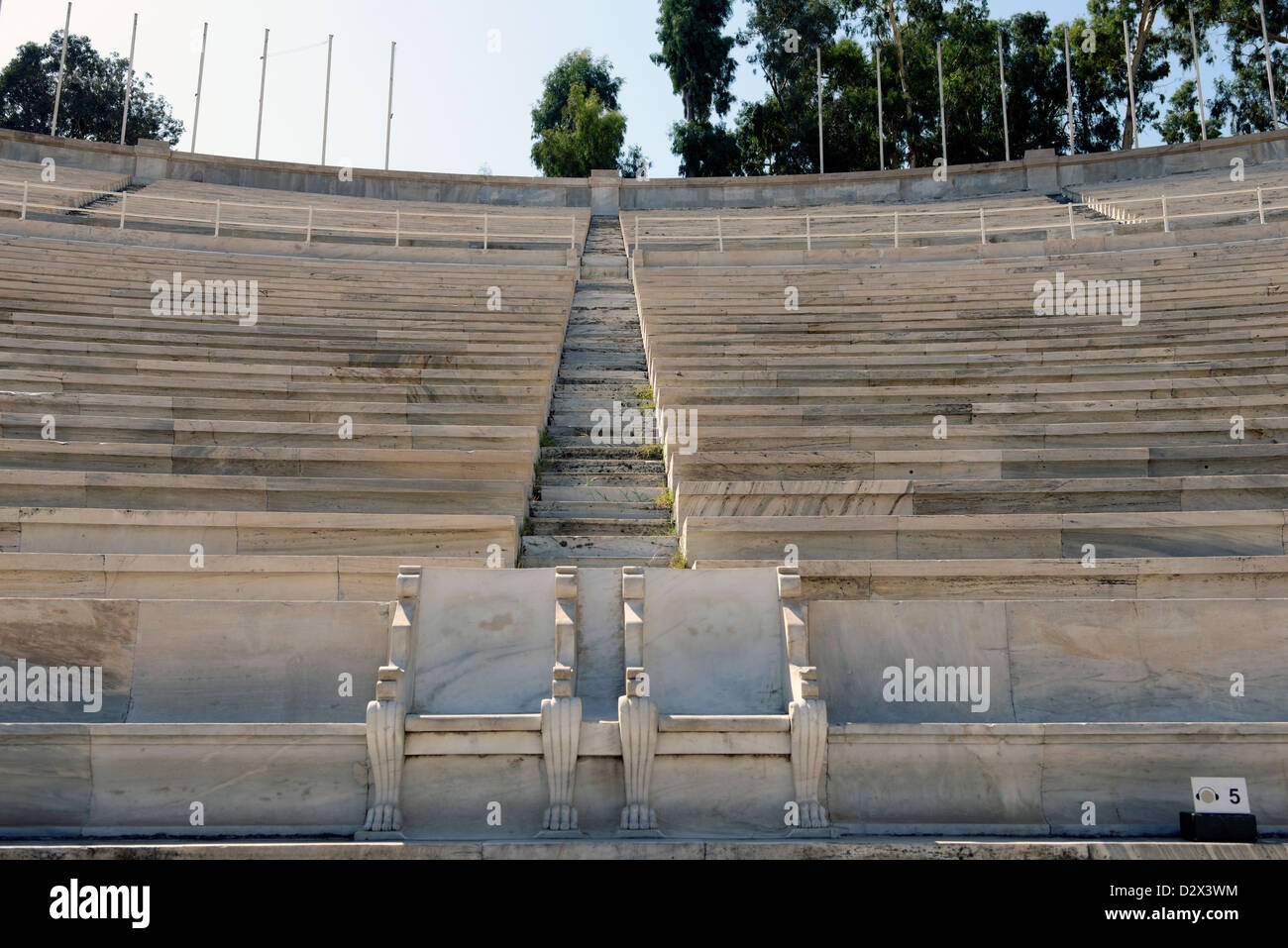 Panathenaic stadium. Athens. Greece. View of the Royal boxes (seats ...