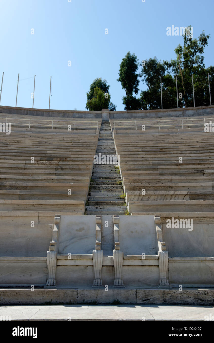 Panathenaic stadium. Athens. Greece. View of the Royal boxes (seats ...