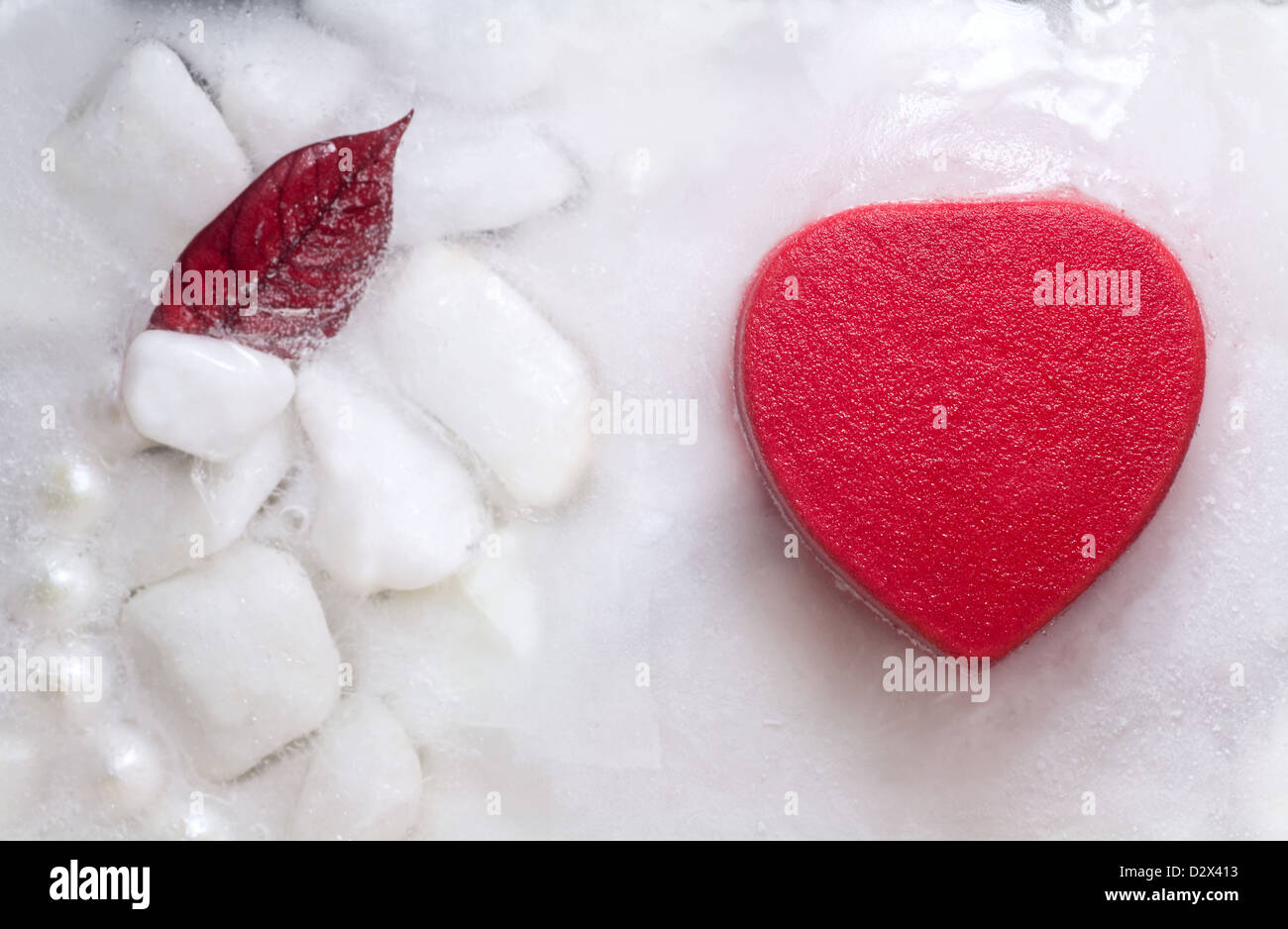 Frozen beautiful red heart with Ice Crystal Stock Photo - Alamy