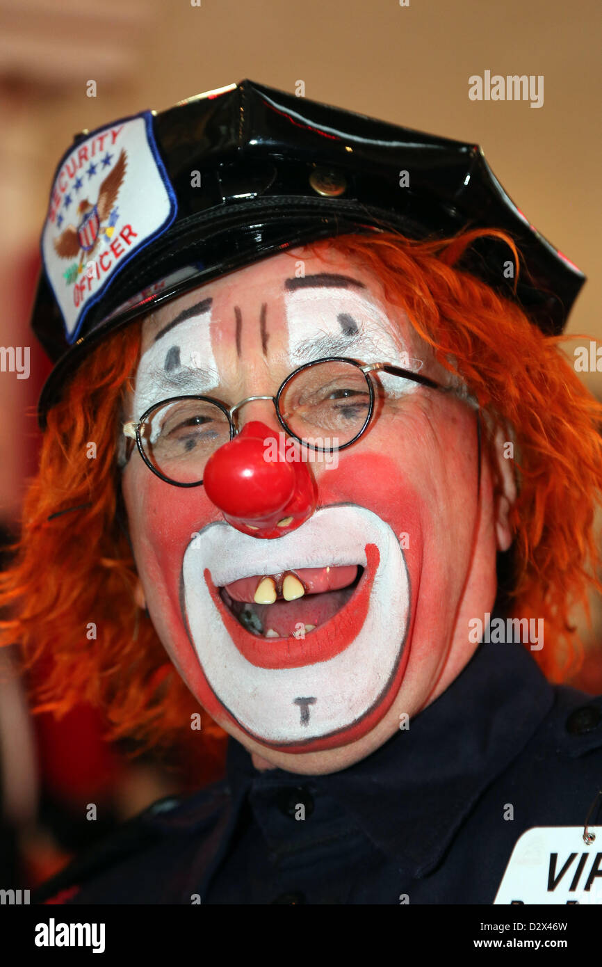 London, UK. 3rd February 2013. Bluebottle the clown at the Clowns ...