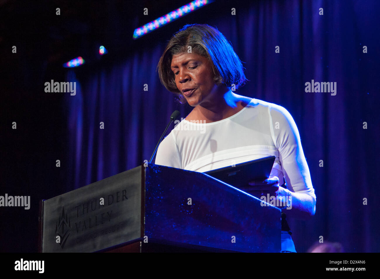 LINCOLN, CA - February 2: Jennifer Cartwright Thomas accepts award for ...