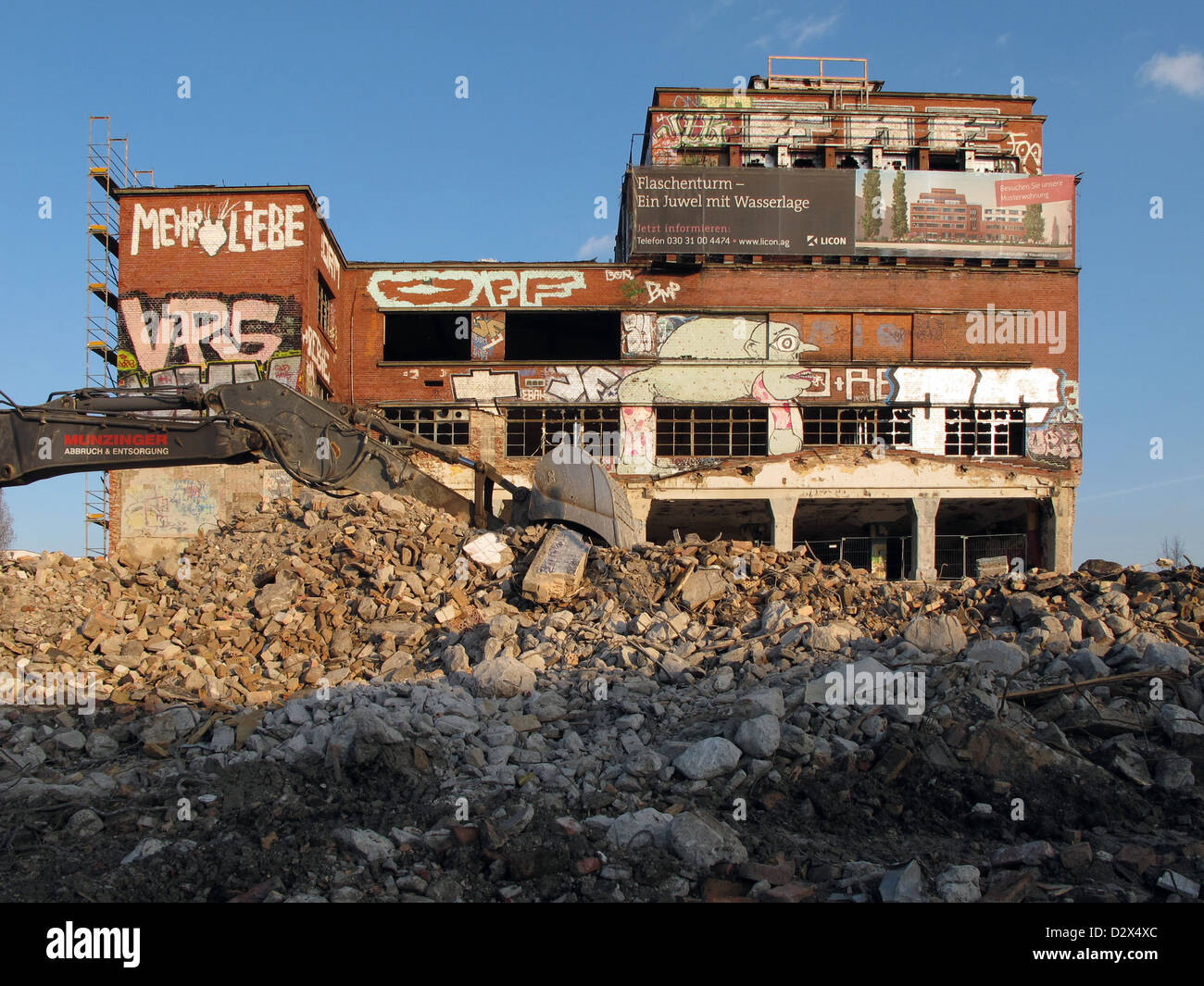 Berlin, Germany, demolition work on the glass tower at the former glass ...