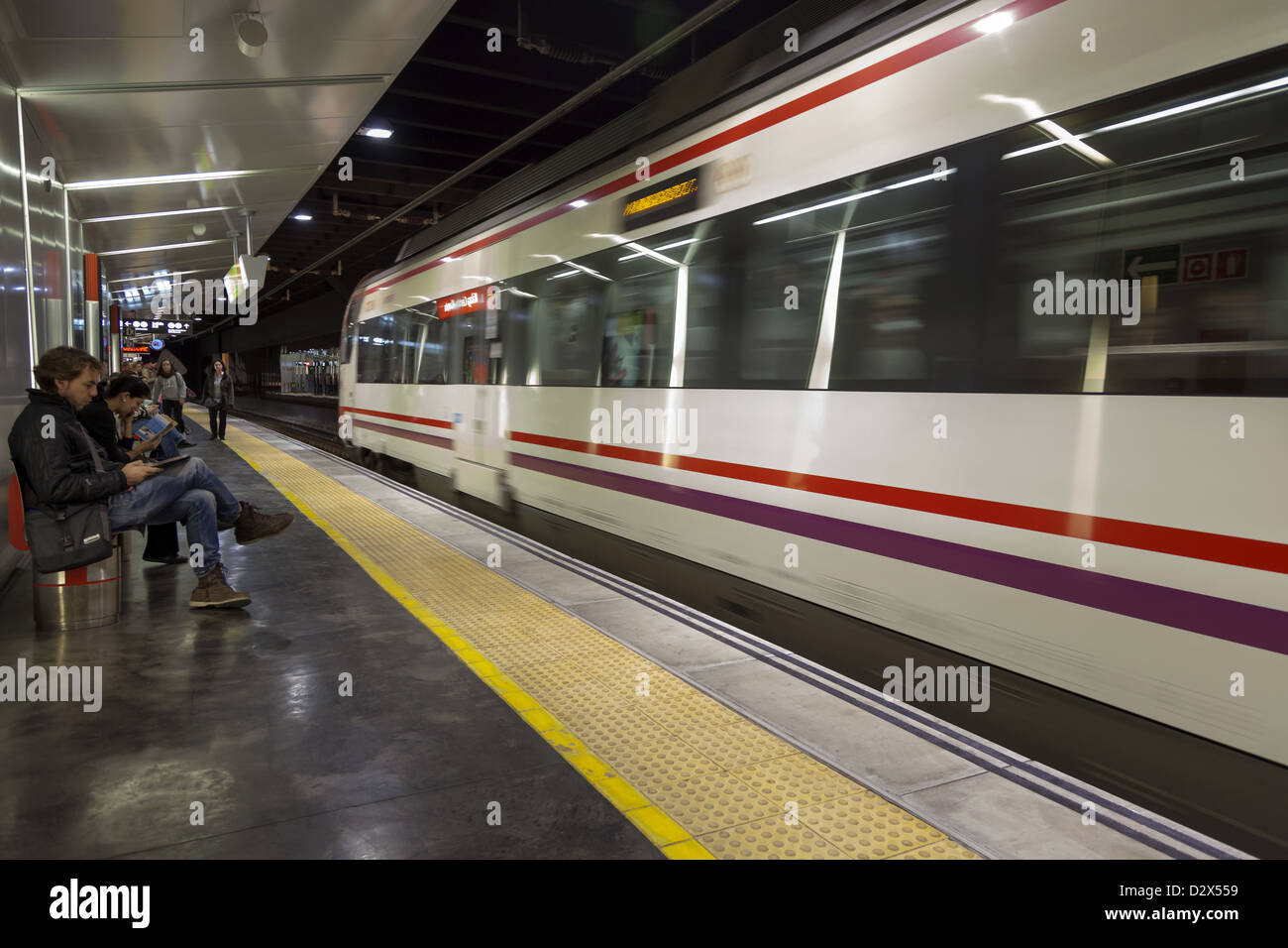 Train arriving at underground station in Malaga, Southern Spain Stock ...