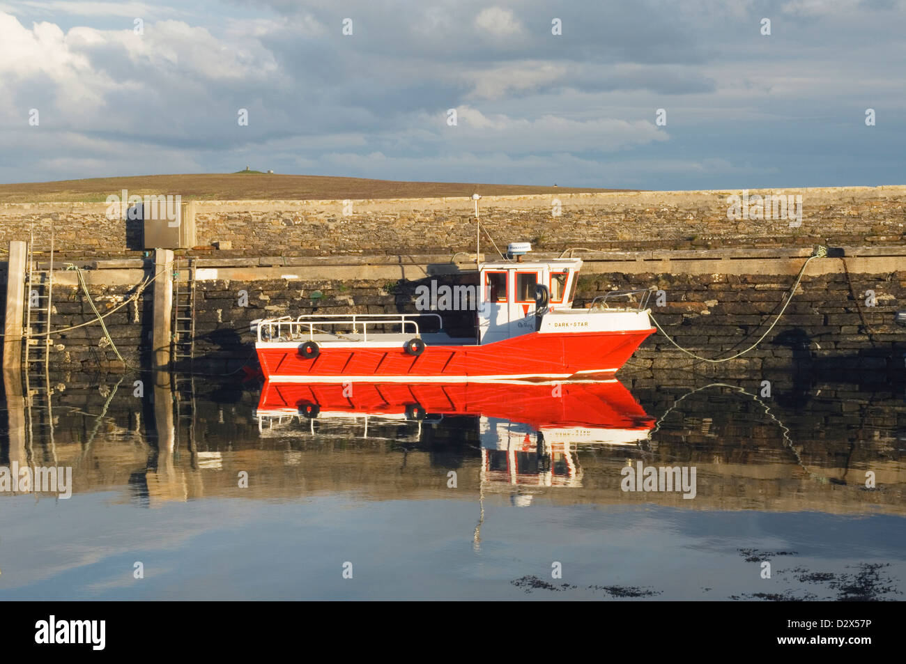 The harbour in Balfour Village on the island of Shapinsay, Orkney ...