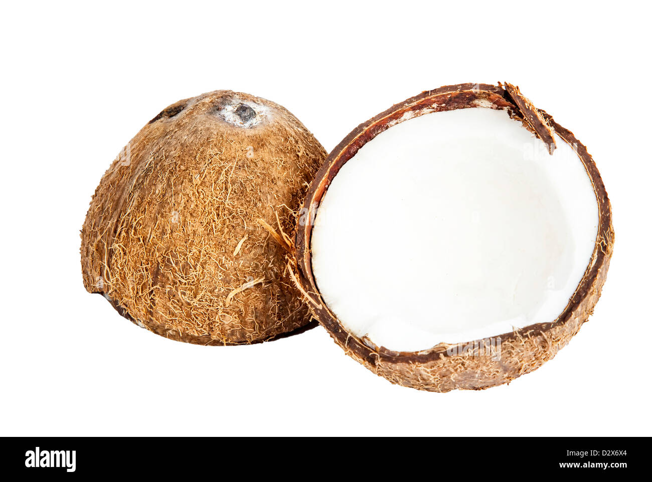 Two halves of coconut Stock Photo - Alamy
