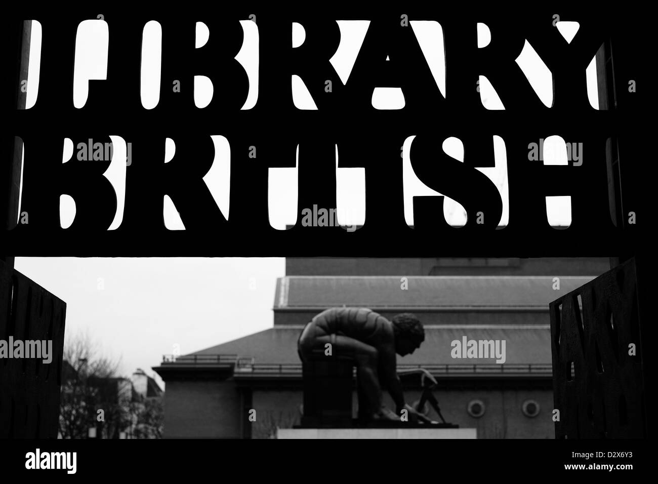 British library entrance gate Black and White Stock Photos & Images - Alamy